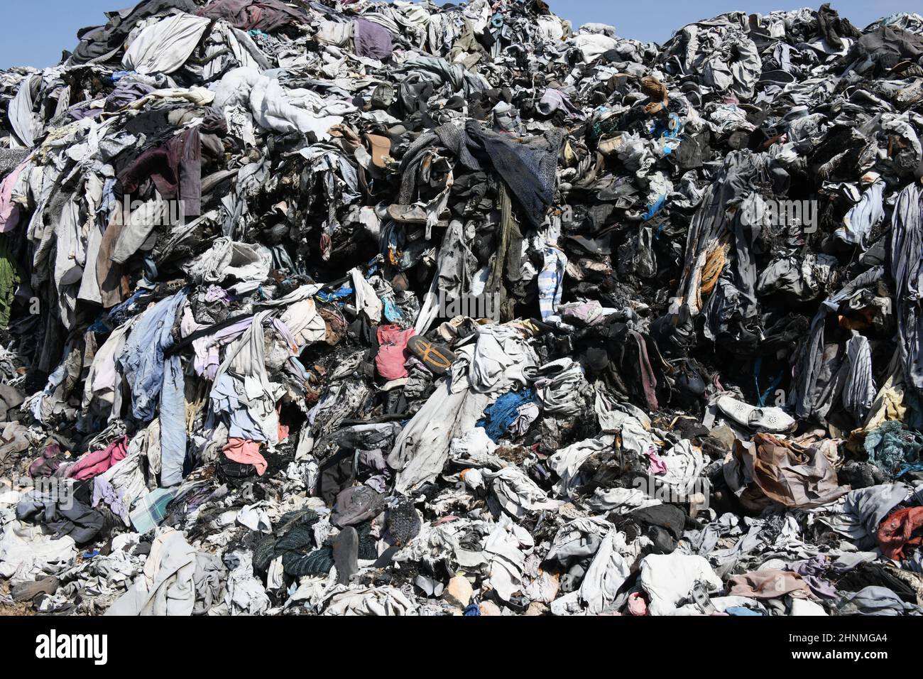 Burnt clothes on a bin in the province of Alicante, Costa Blanca, Spain ...