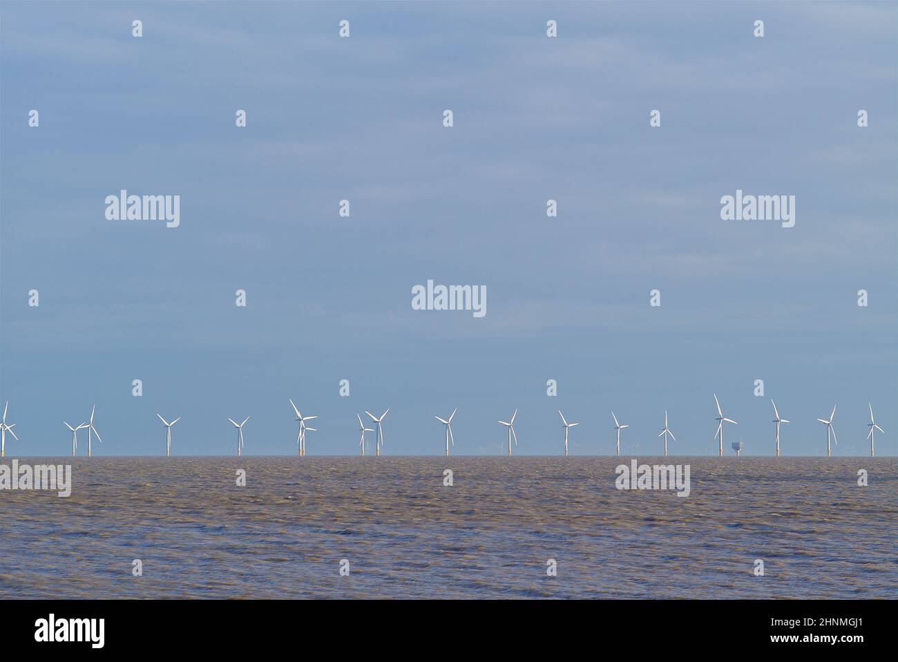 Wind Turbines Offshore of Clacton On Sea at Gunfleet Sands Stock Photo ...