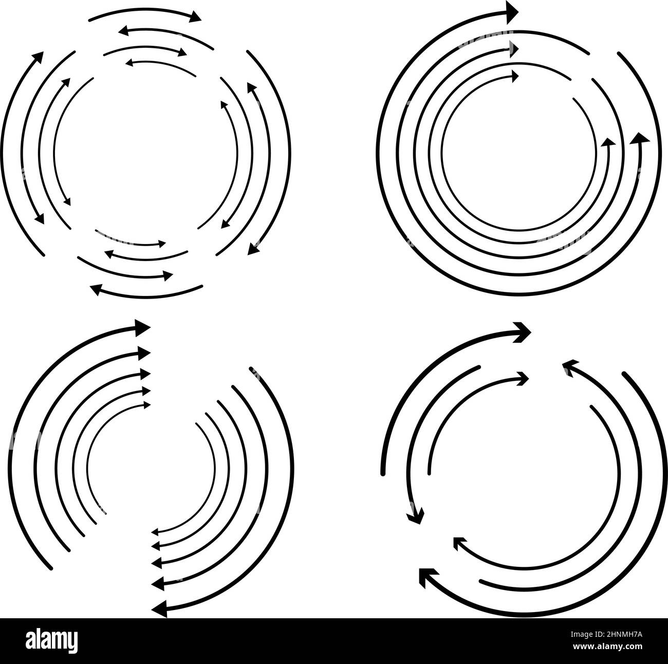 Random circular, cycle arrow element. Spiral, spinning, revolve arrows ...