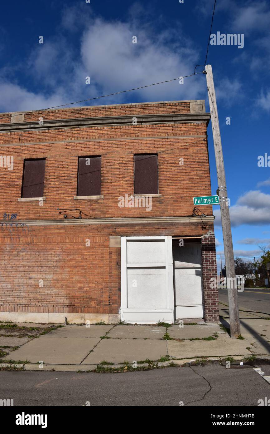 Long-abandoned buildings and businesses on the empty, depopulated Chene ...