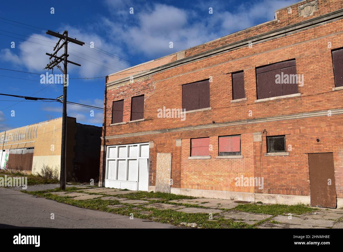 Long-abandoned buildings and businesses on the empty, depopulated Chene ...