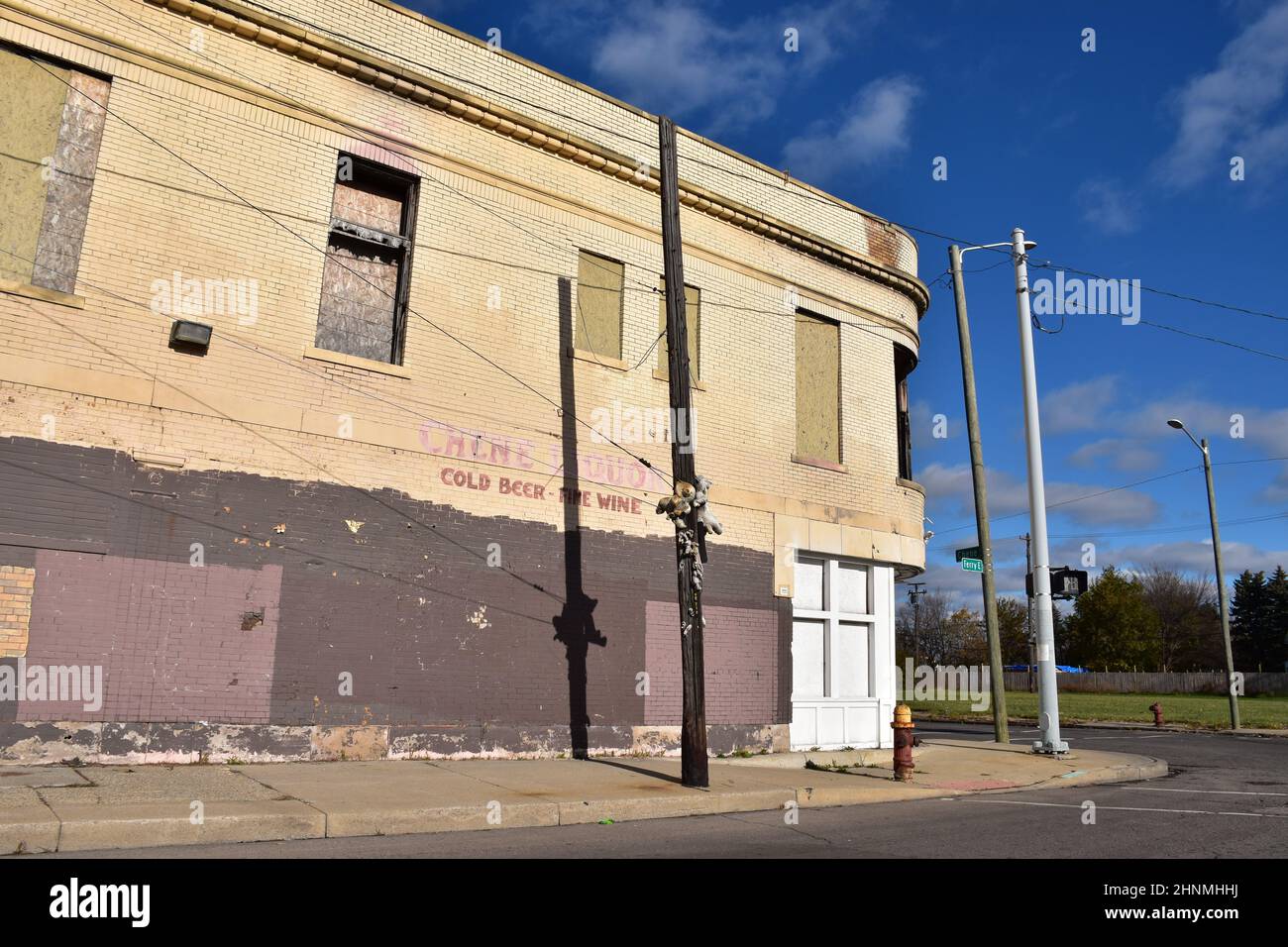 Long-abandoned buildings and businesses on the empty, depopulated Chene ...