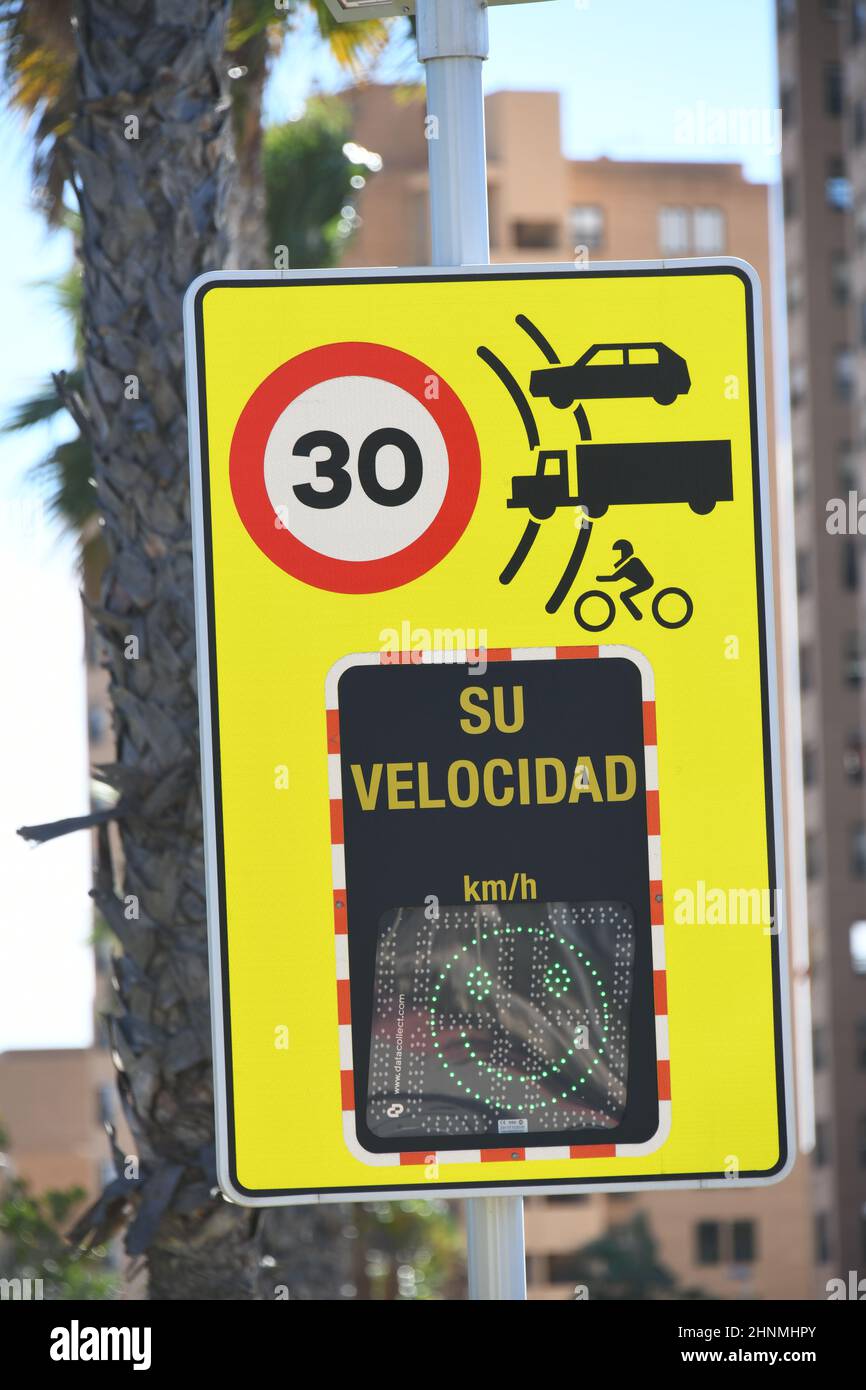 Speed camera check, 30 km - h, Benidorm, Costa Blanca, Spain, 3rd ...