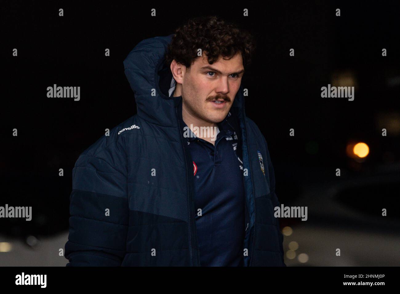 Rob Mulhern #19 of Warrington Wolves arrives at The Halliwell Jones ...