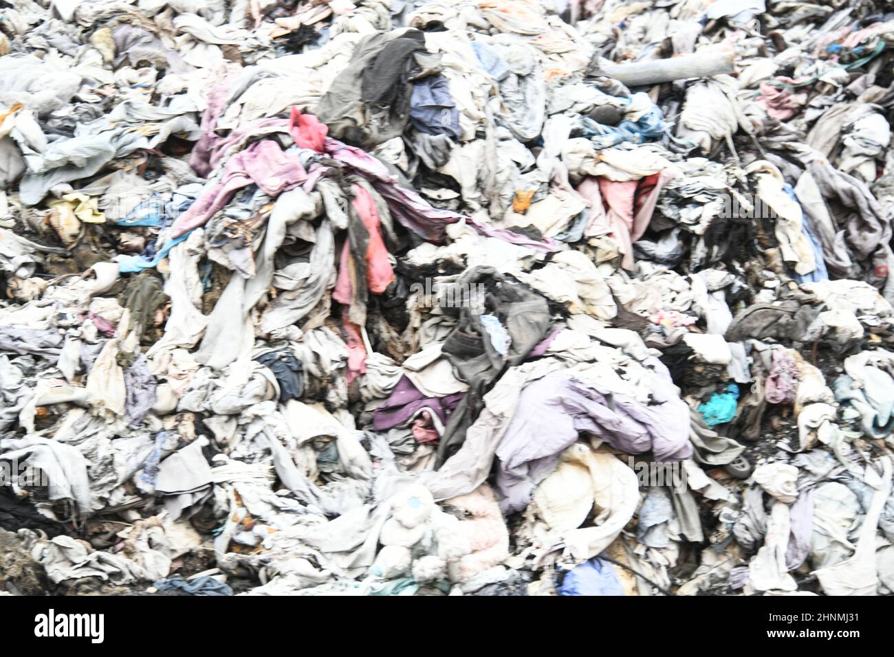 Burnt clothes on a bin in the province of Alicante, Costa Blanca, Spain ...