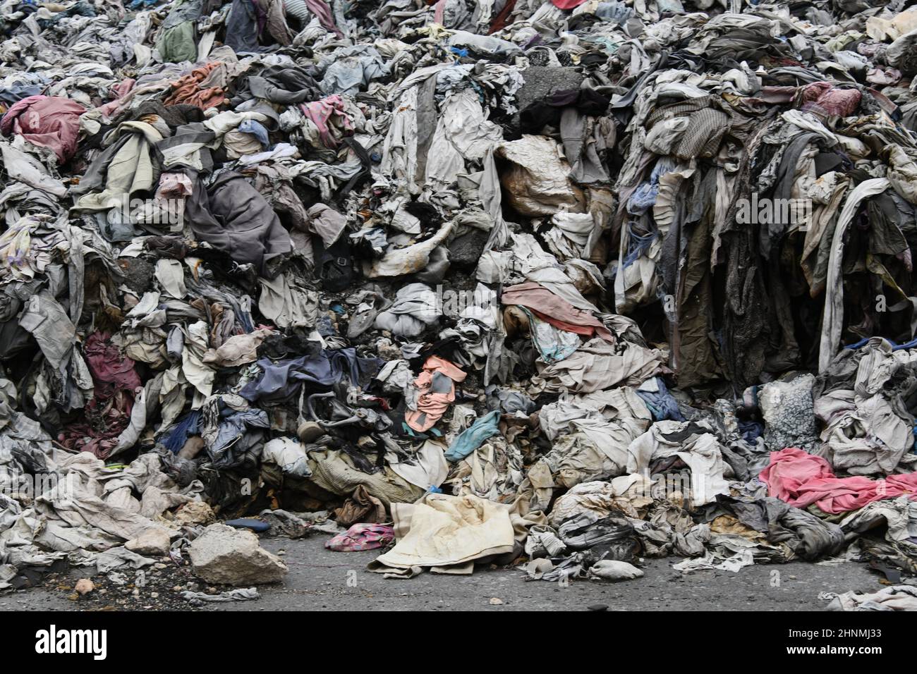 Burnt clothes on a bin in the province of Alicante, Costa Blanca, Spain ...