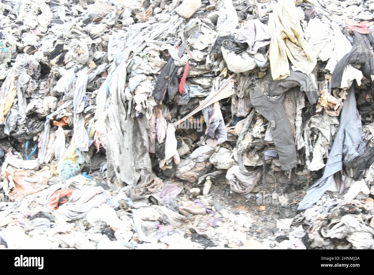 Burnt clothes on a bin in the province of Alicante, Costa Blanca, Spain ...
