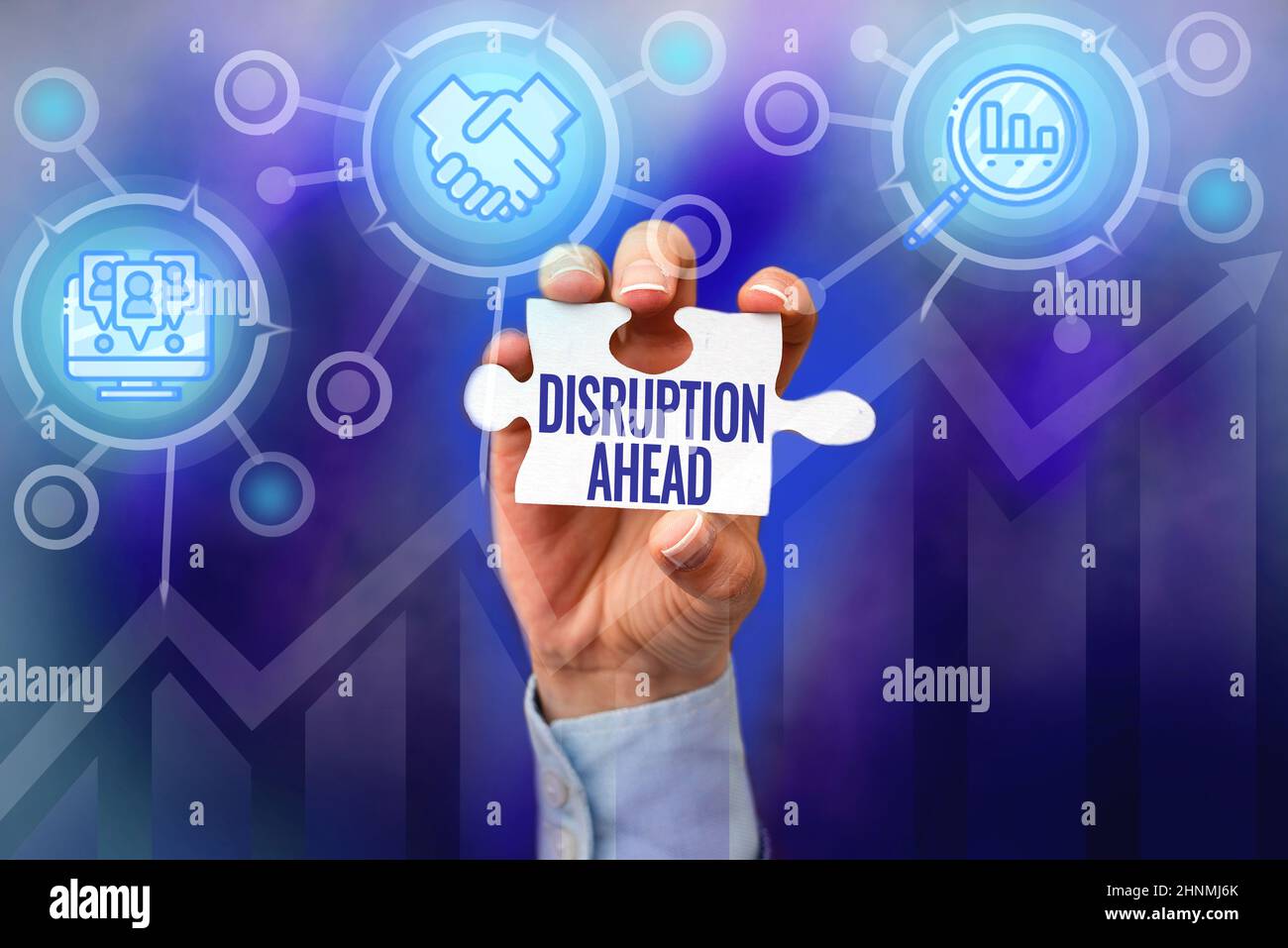 Text sign showing Disruption Ahead, Business overview Transformation ...