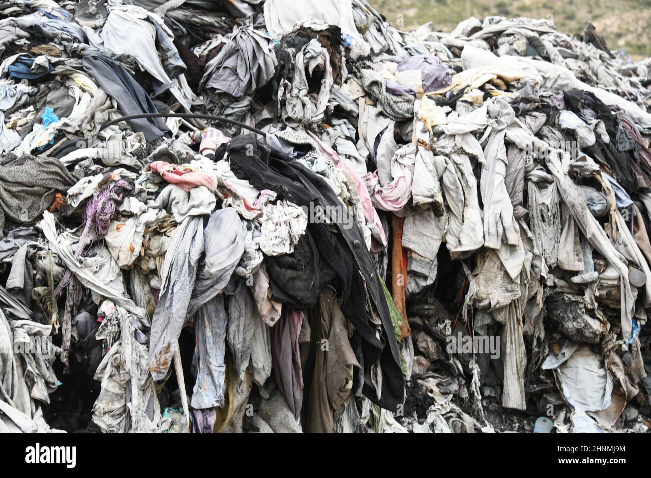 Burnt clothes on a bin in the province of Alicante, Costa Blanca, Spain ...