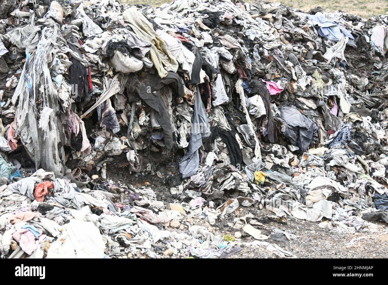Burnt clothes on a bin in the province of Alicante, Costa Blanca, Spain ...