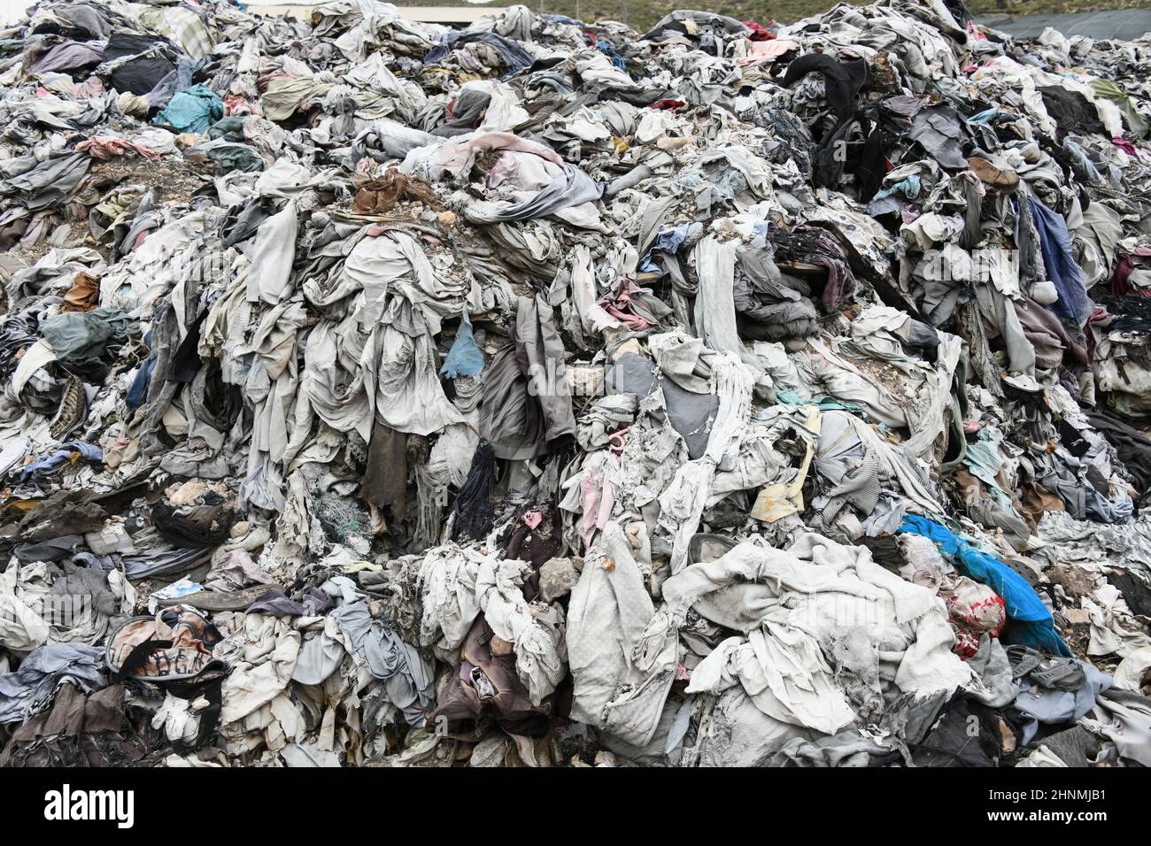 Burnt clothes on a bin in the province of Alicante, Costa Blanca, Spain ...