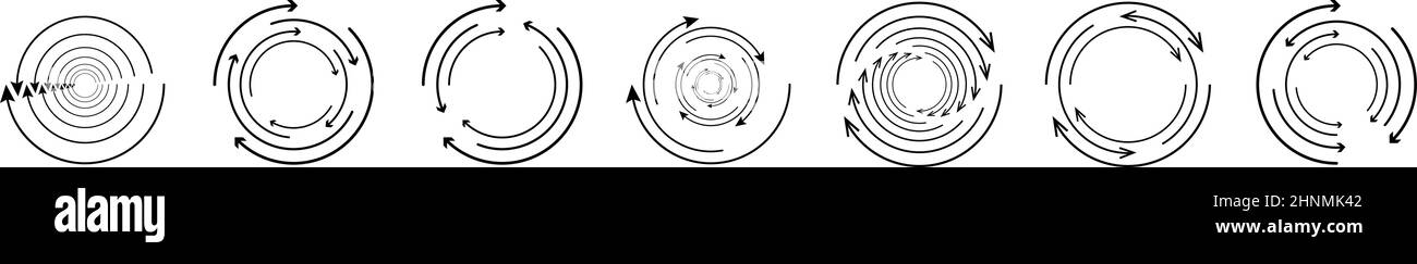Random circular, cycle arrow element. Spiral, spinning, revolve arrows ...