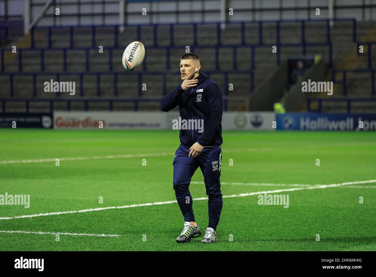 Danny Walker #16 of Warrington Wolves arrives at the Halliwell Jones ...