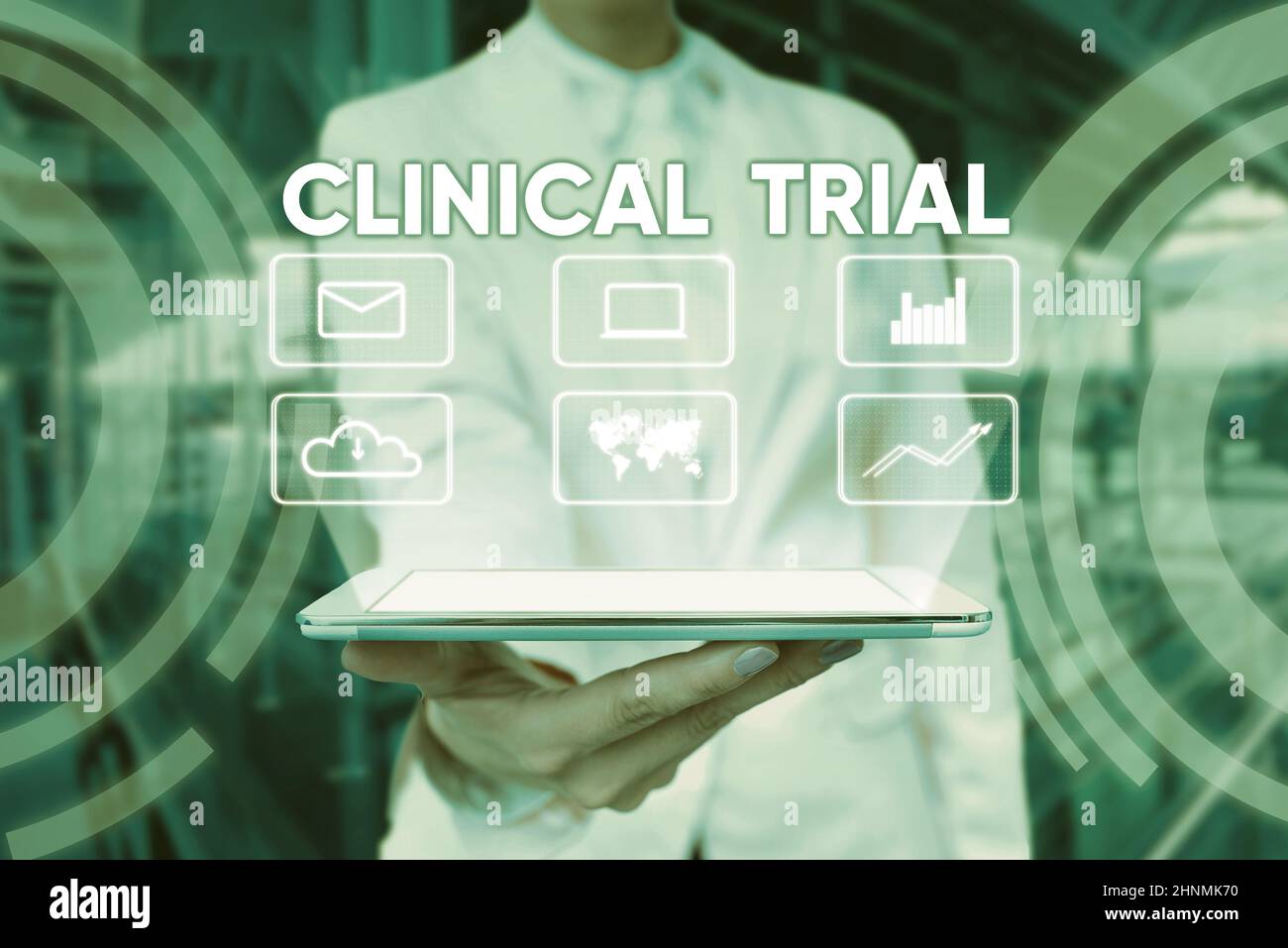Sign displaying Clinical Trial, Business approach trials to evaluate ...