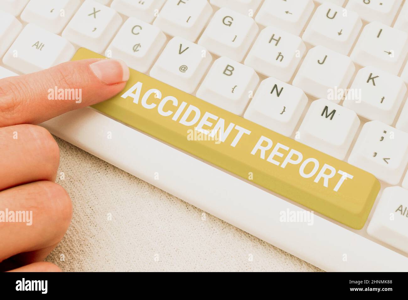 Text caption presenting Accident Report, Word Written on A form that is ...