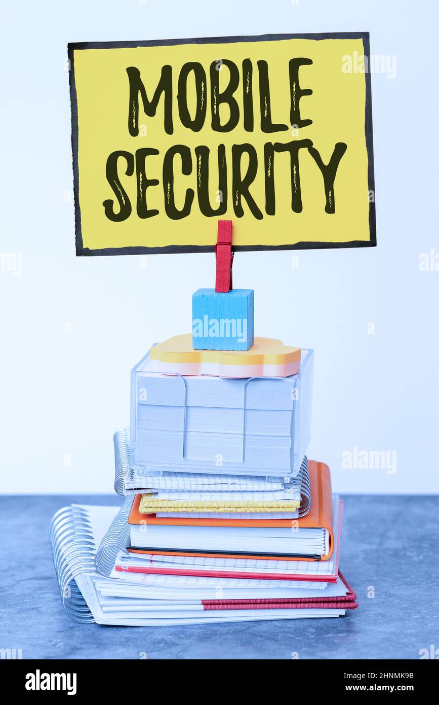 Handwriting Text Mobile Security Business Concept Protection Of Mobile Phone From Threats And