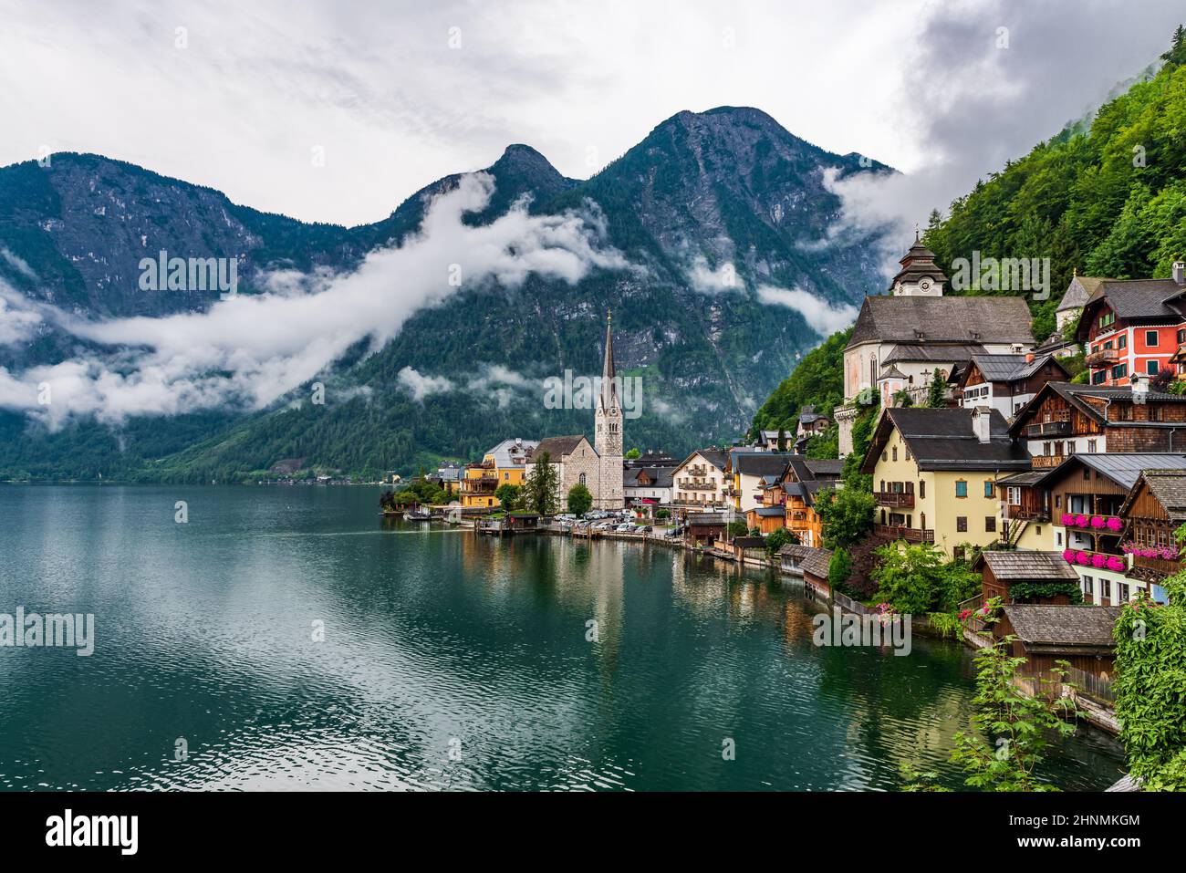 Viewpoint over the ancient village of Hallstatt, one the heritage sites ...