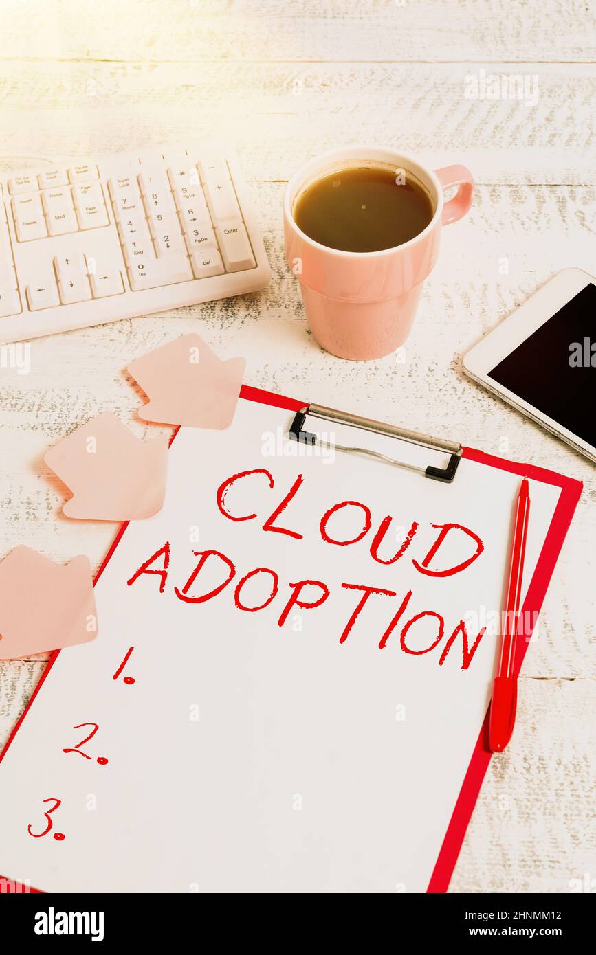 Inspiration showing sign Cloud Adoption, Business idea strategic move ...