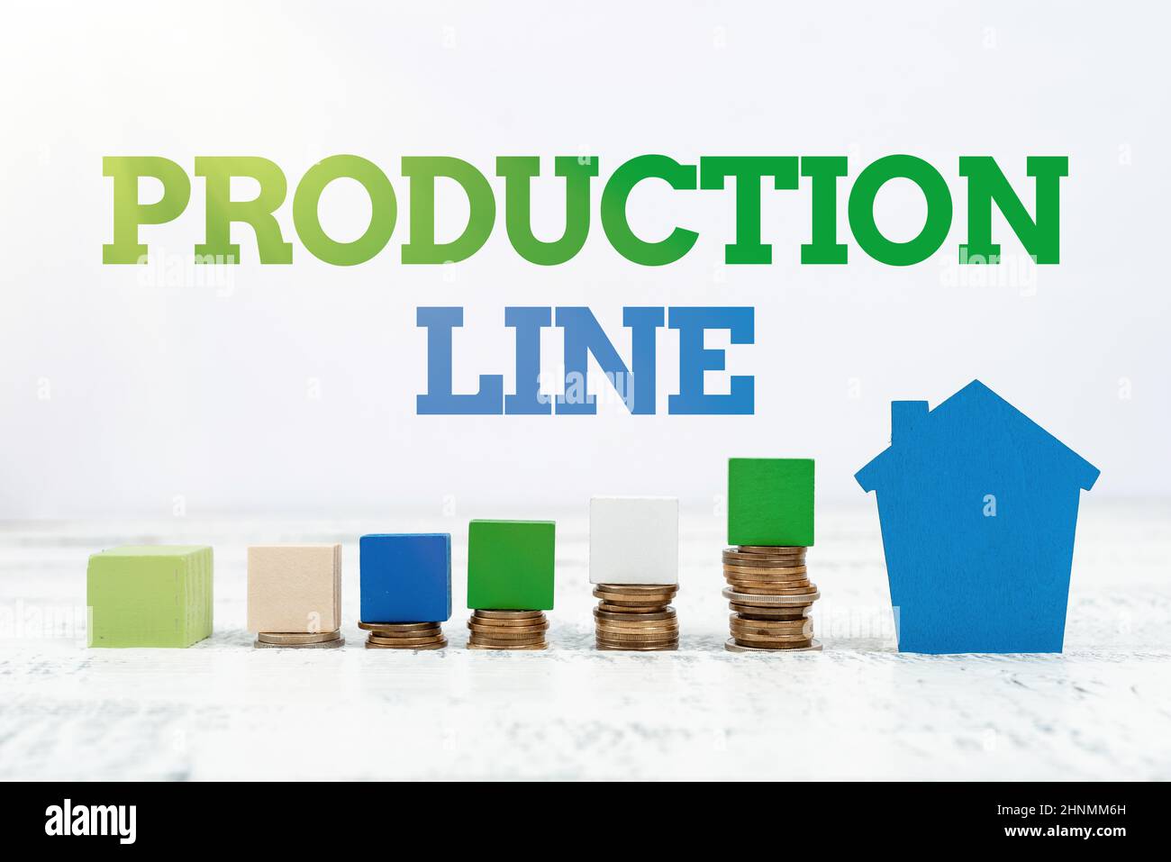 Text caption presenting Production Line, Business overview set of ...