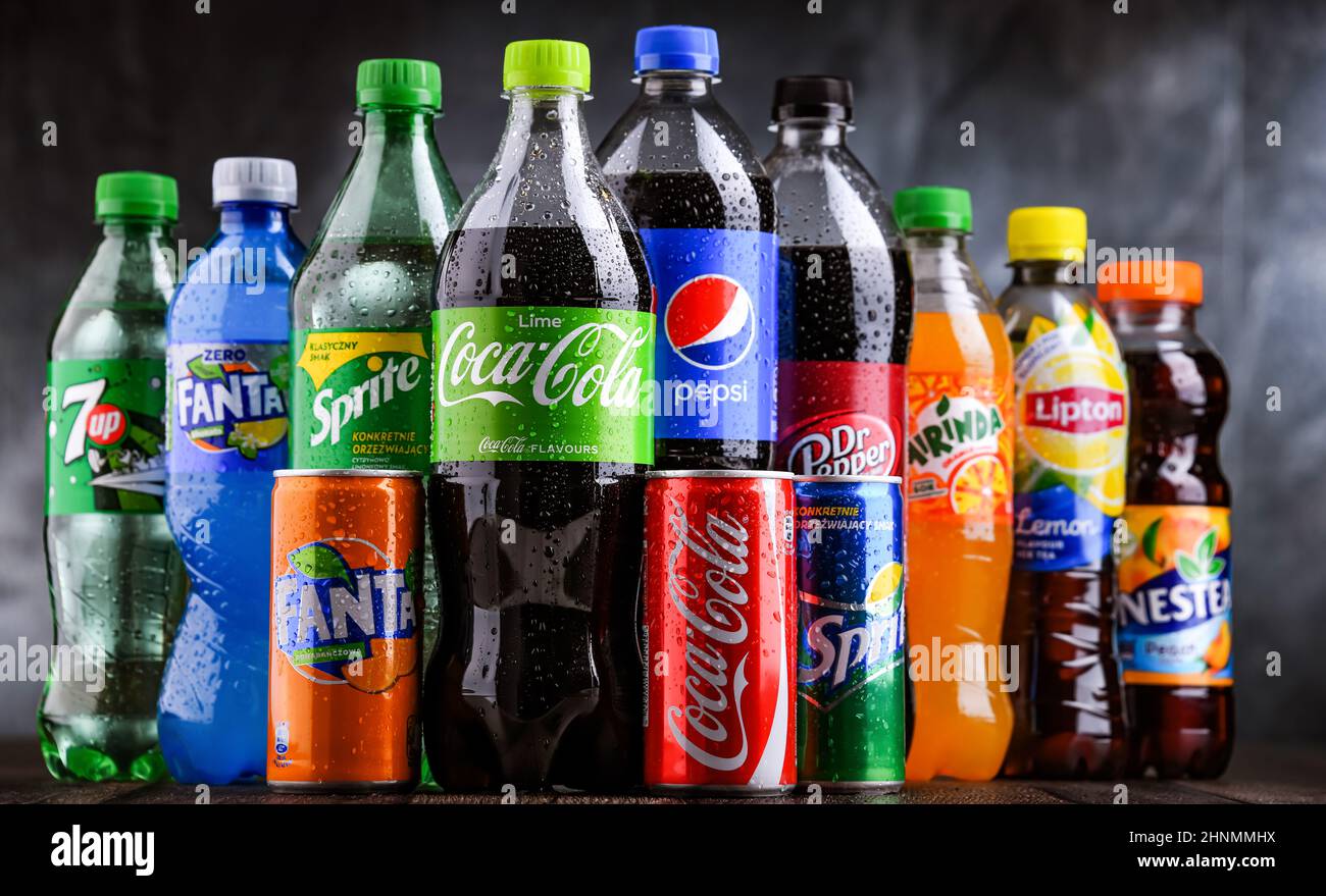 Bottles of global soft drink brands Stock Photo - Alamy