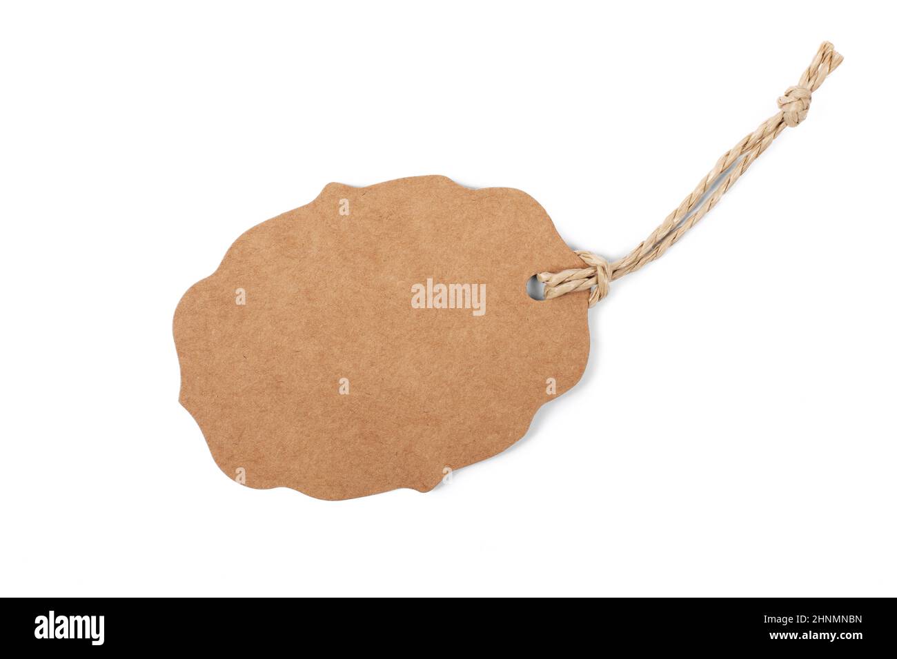 Brown paper label tag with rope isolated on white background Stock ...