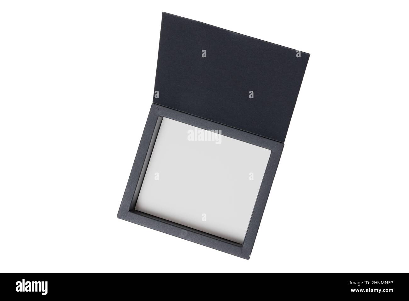 Open black cardboard box or box with magnetic closure isolated on white ...