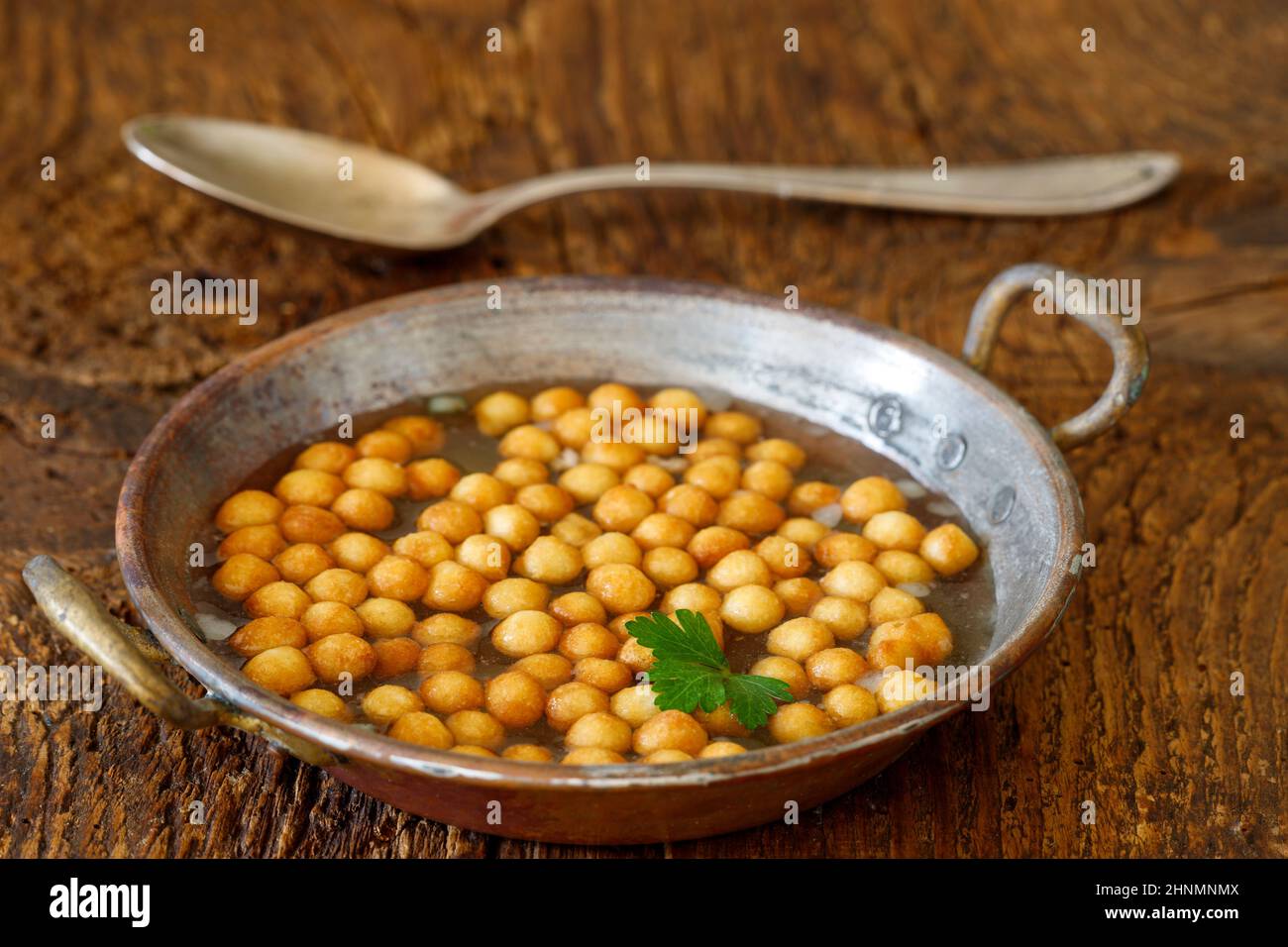 fried batter pearls in a broth Stock Photo - Alamy