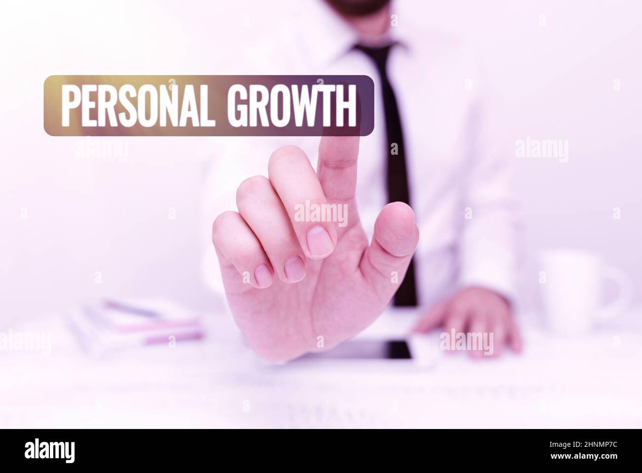 Text caption presenting Personal Growth, Business approach improve ...