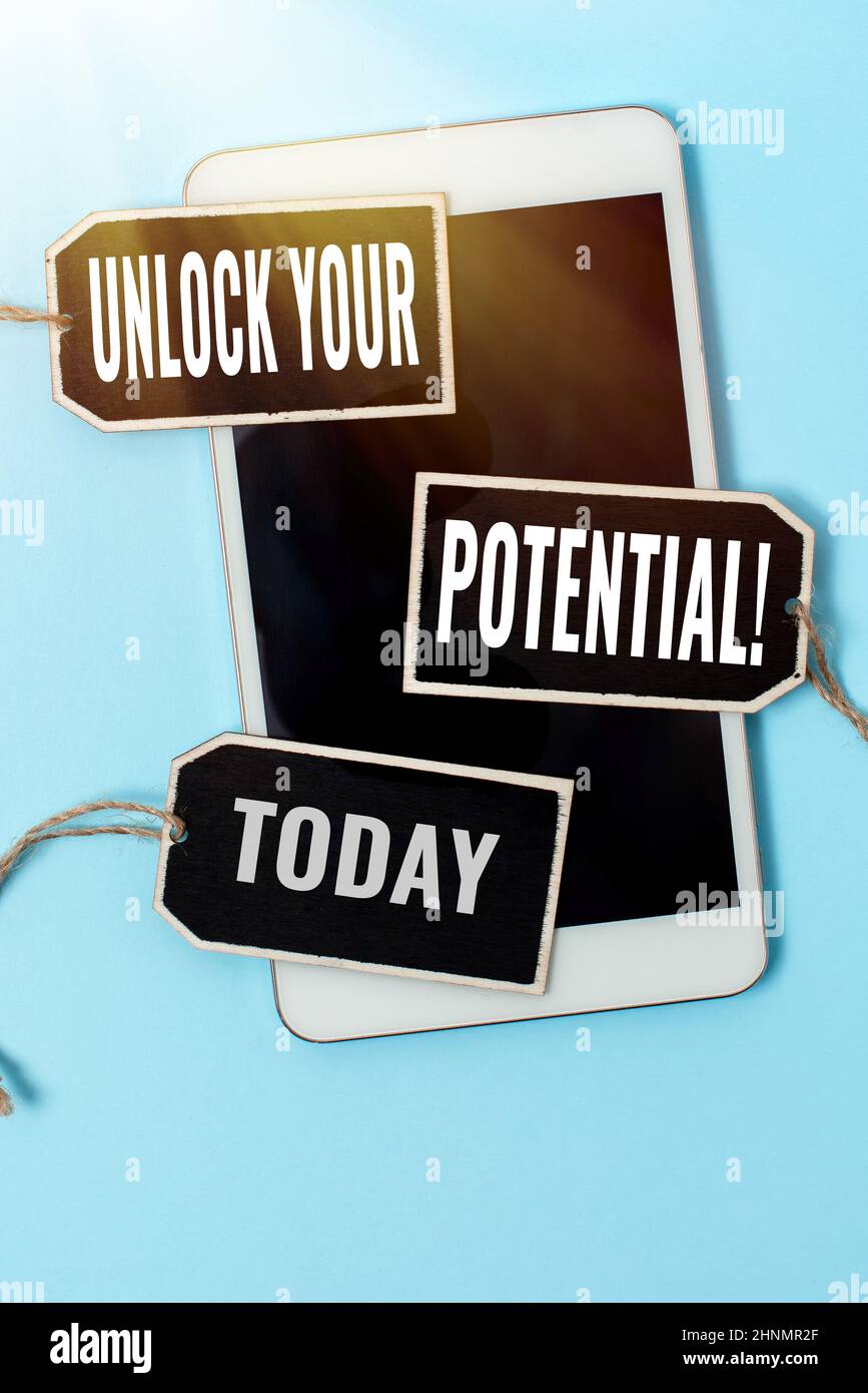 Text caption presenting Unlock Your Potential, Internet Concept release ... Text caption presenting Unlock Your Potential, Internet Concept release ...