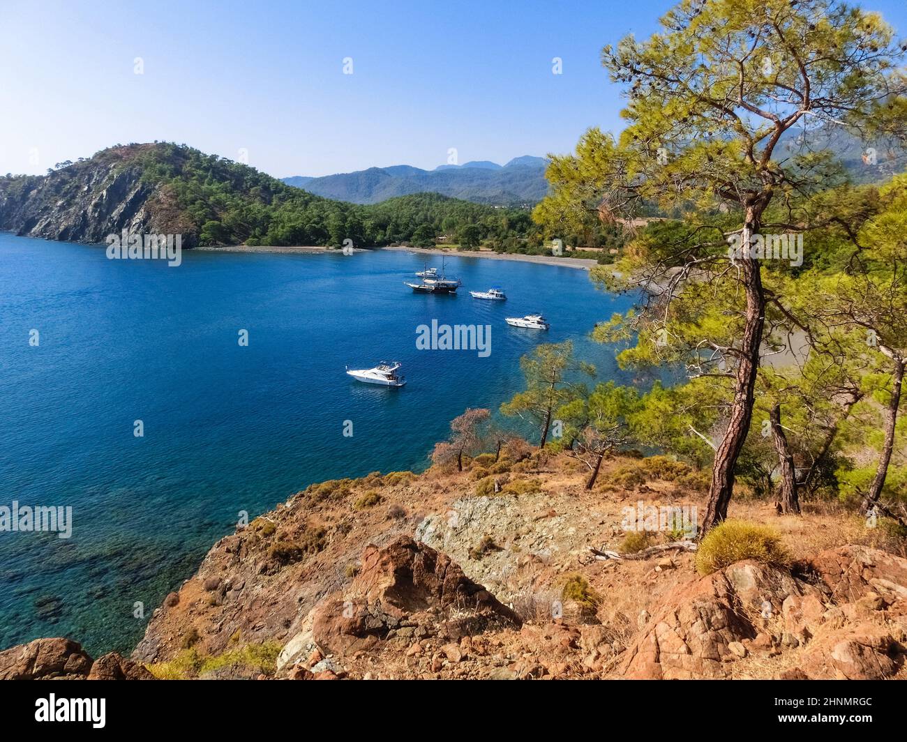 View of the stone beach at the site of the ancient Lycian city of ...