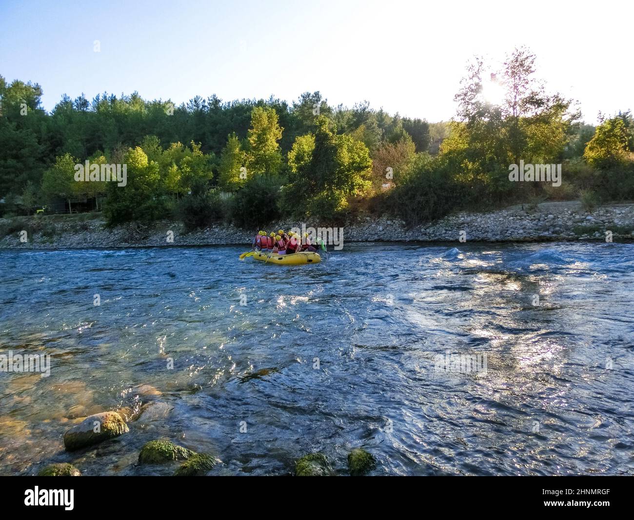 Water rafting on the rapids of river Manavgat in Koprulu Canyon, Turkey ...