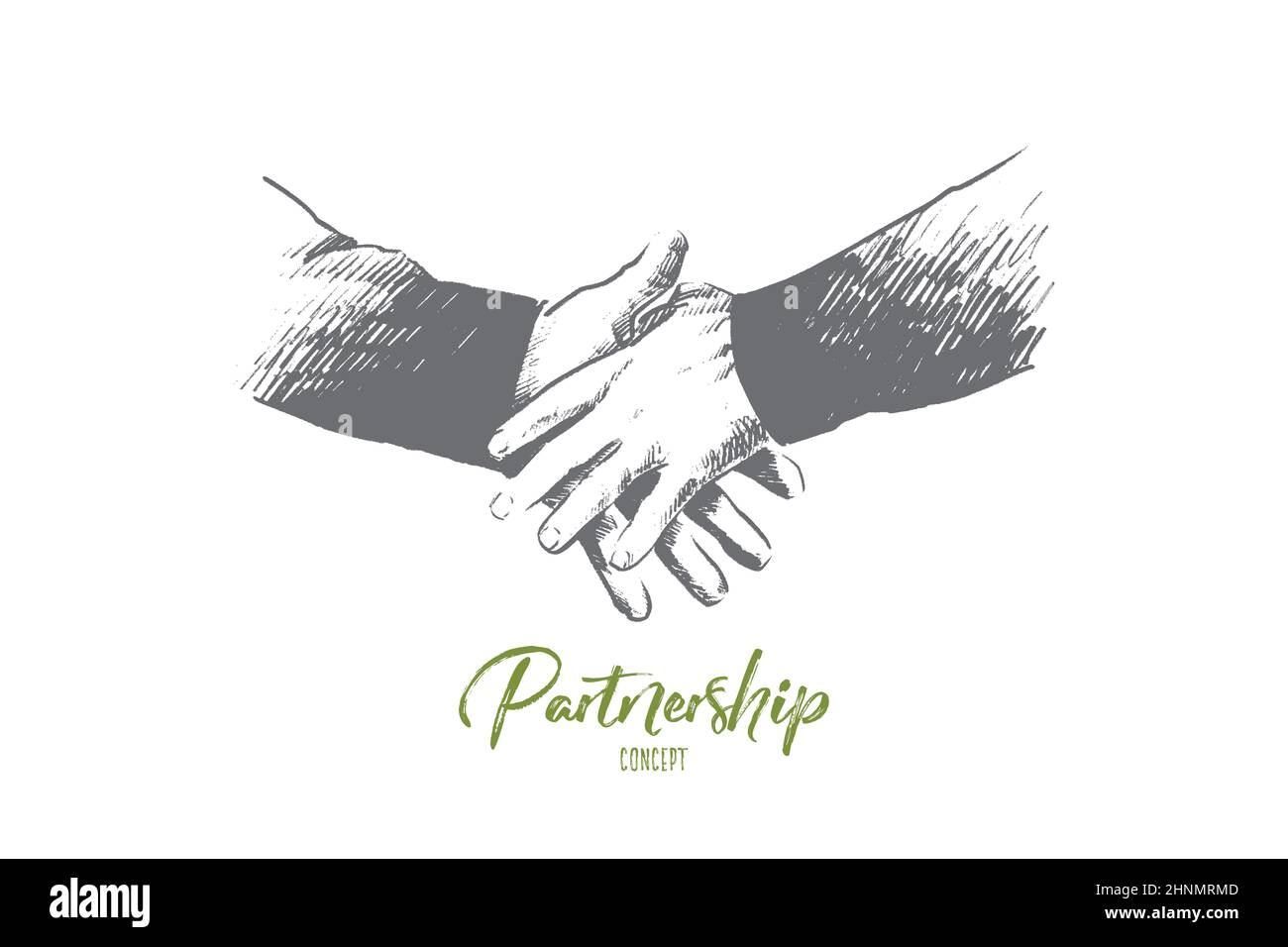 Partnership concept. Hand drawn handshake of two persons. Symbol of ...
