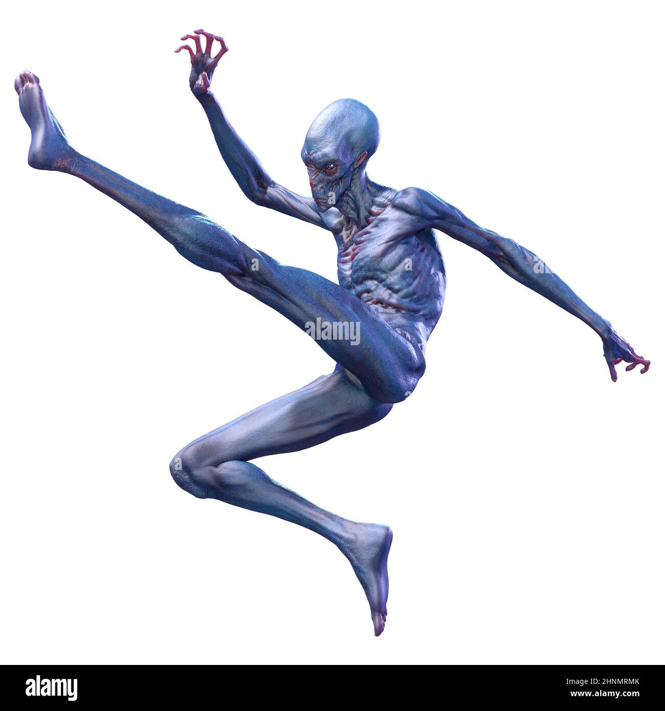 3D rendering of a blue male alien isolated on white background Stock ...