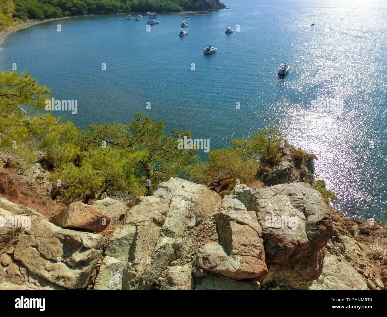 View of the stone beach at the site of the ancient Lycian city of ...