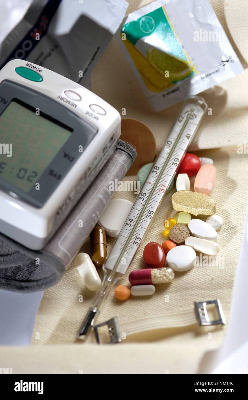 medicaments, tablet compositions on different backgrounds Stock Photo ...