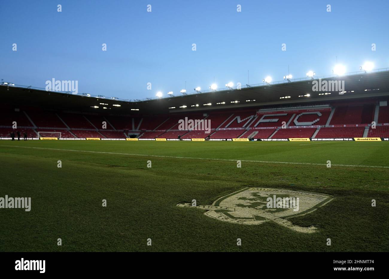 A view of the pitch before the Arnold Clark Cup match at the Riverside ...