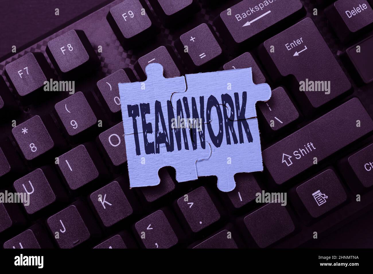 Text caption presenting Teamwork, Word for combined action of group ...