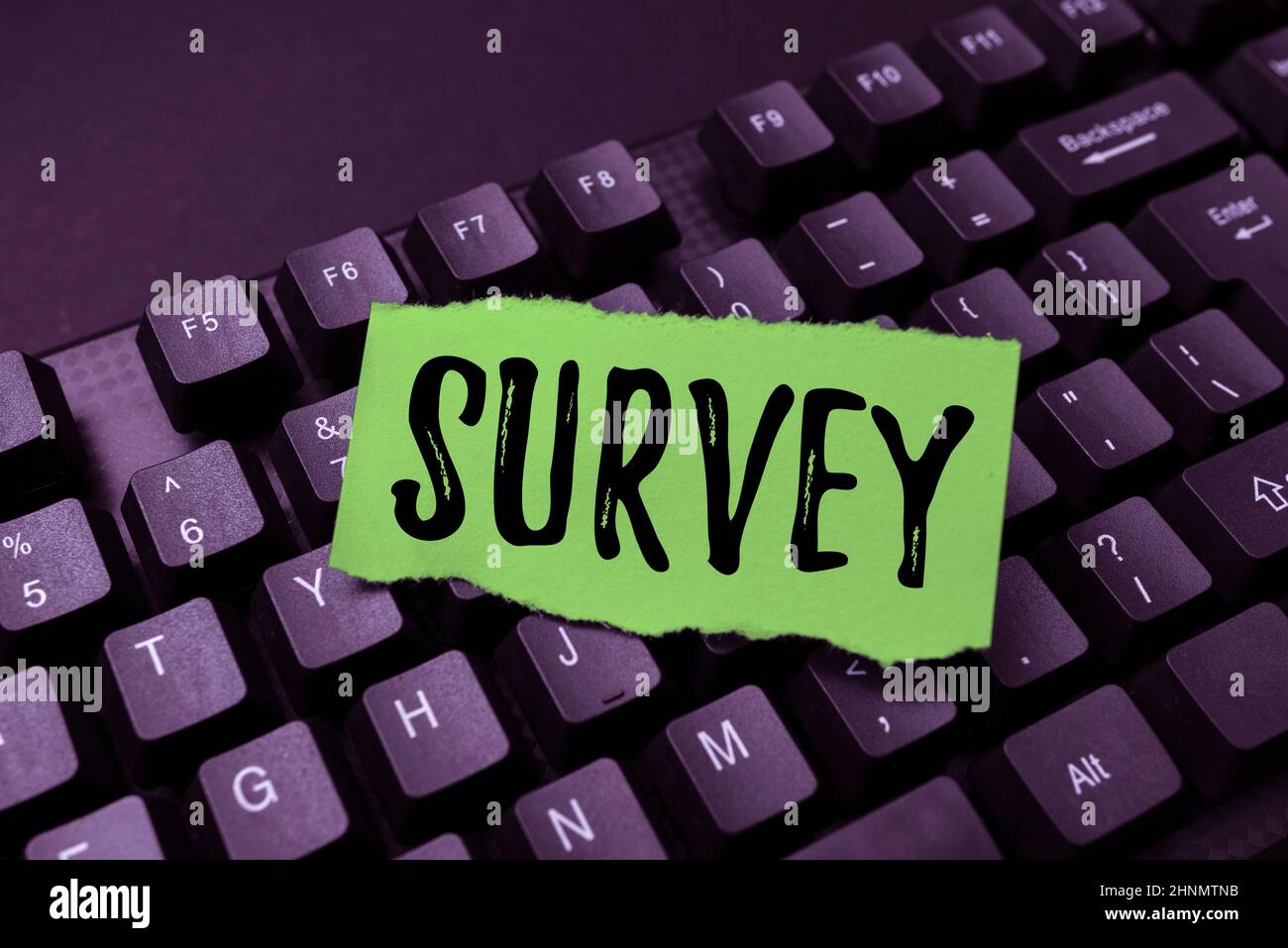 Sign displaying Survey, Business showcase research method used for ...