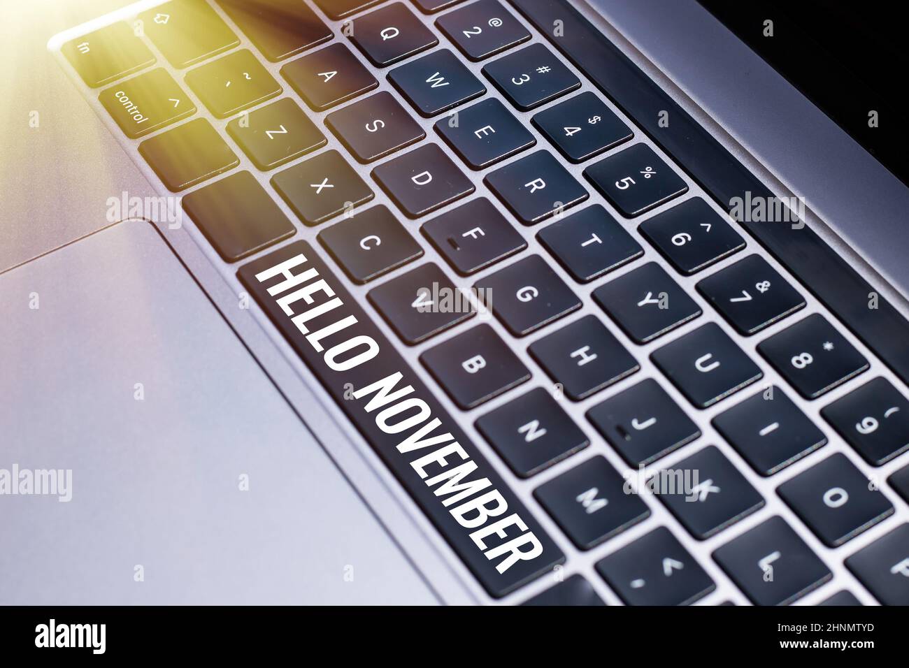 Text showing inspiration Hello November, Conceptual photo Welcome the ...