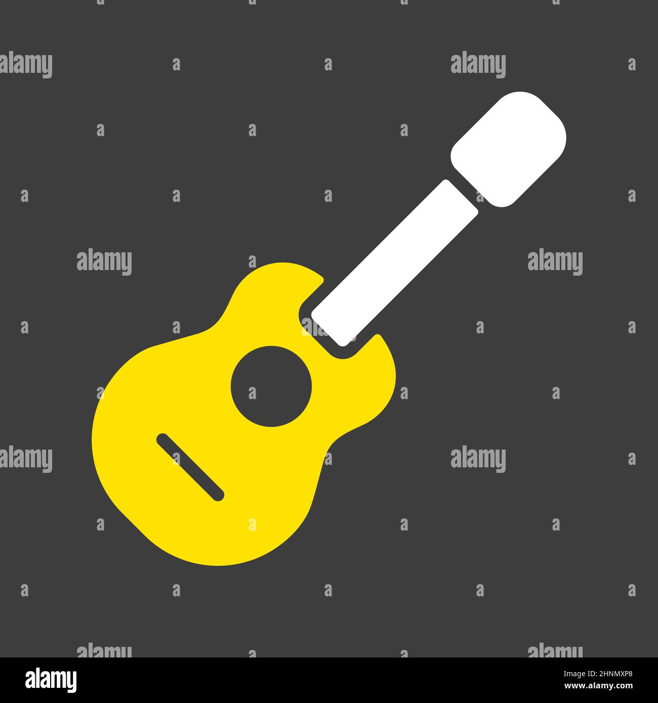Classical acoustic guitar vector glyph icon on dark background. Graph ...