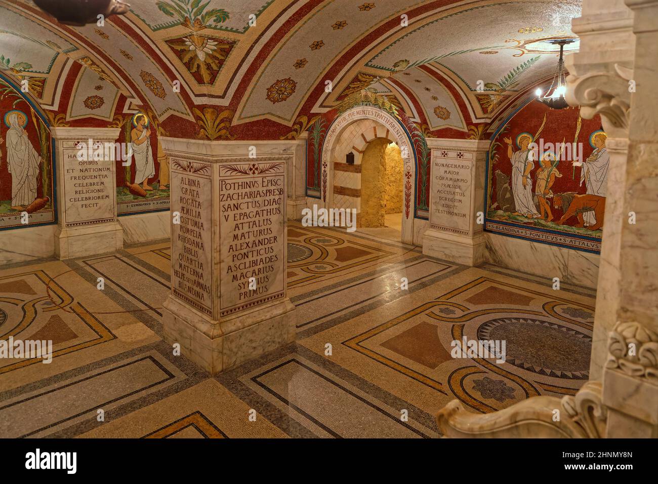 LYON, FRANCE, February 16, 2022 : The crypt of mosaics (or crypt of ...