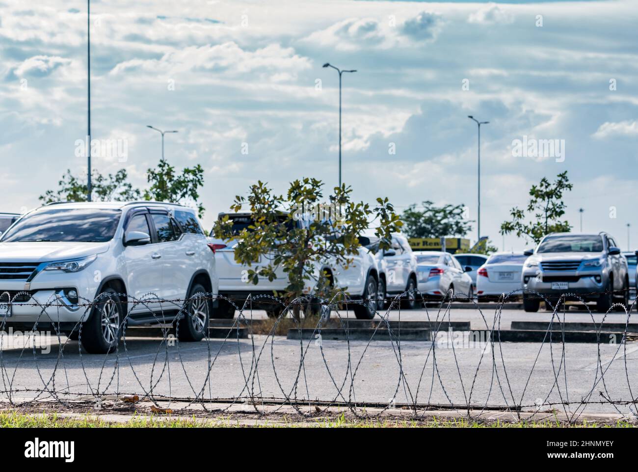 Car for rent parked at the parking lot of the airport. Used car for ...