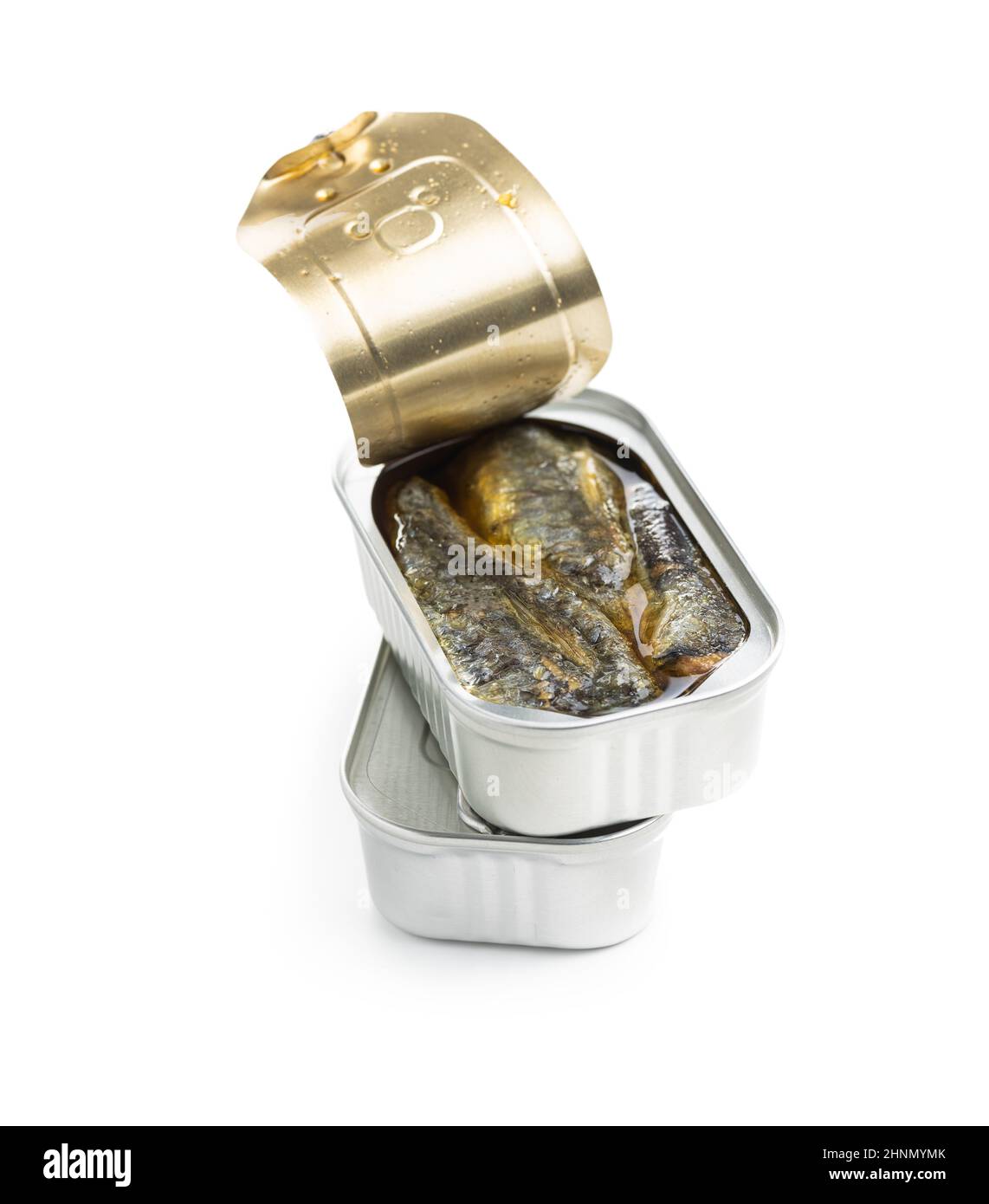 Canned sardines. Sea fish in tin can isolated on white background Stock ...