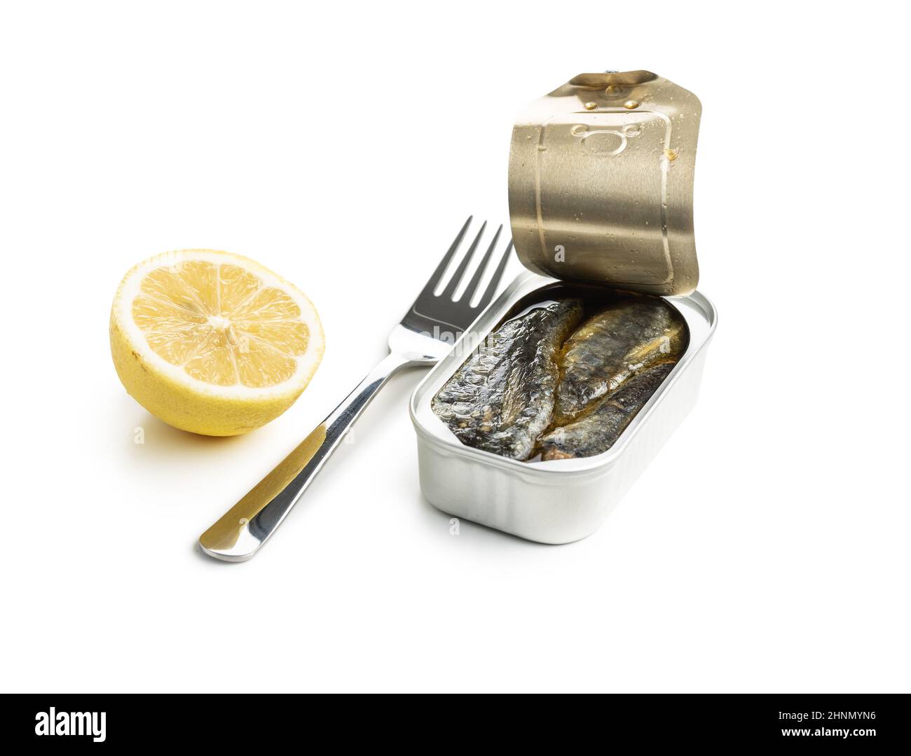 Canned sardines. Sea fish in tin can isolated on white background Stock ...