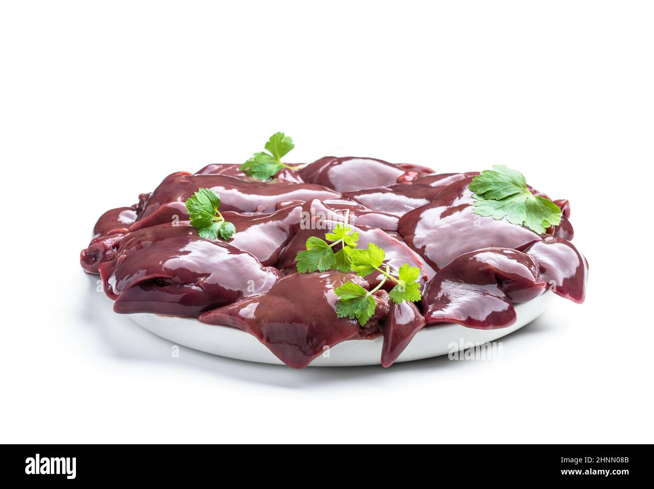 Raw chicken liver isolated on white Stock Photo - Alamy