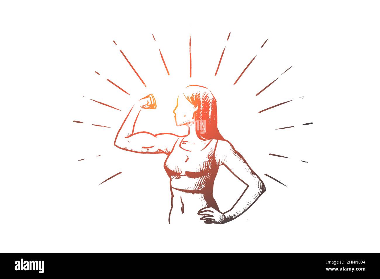 Fitness, women, healthy, sport concept. Hand drawn sportive woman doing ...