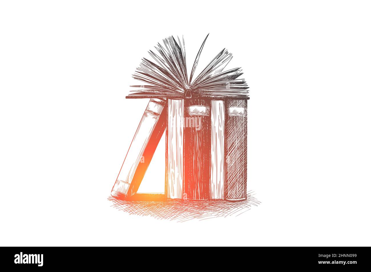 Encyclopedia, library, education, read, book concept. Hand drawn open ...