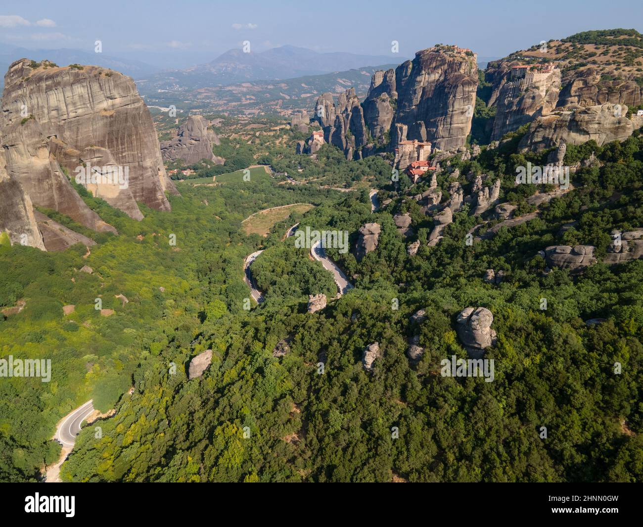 Aerial drone panoramic view of deep gorge and rocky ridge leading to ...