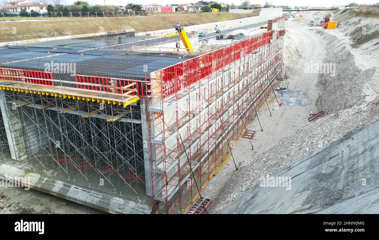 Highway construction site view. Civil engineering Stock Photo - Alamy