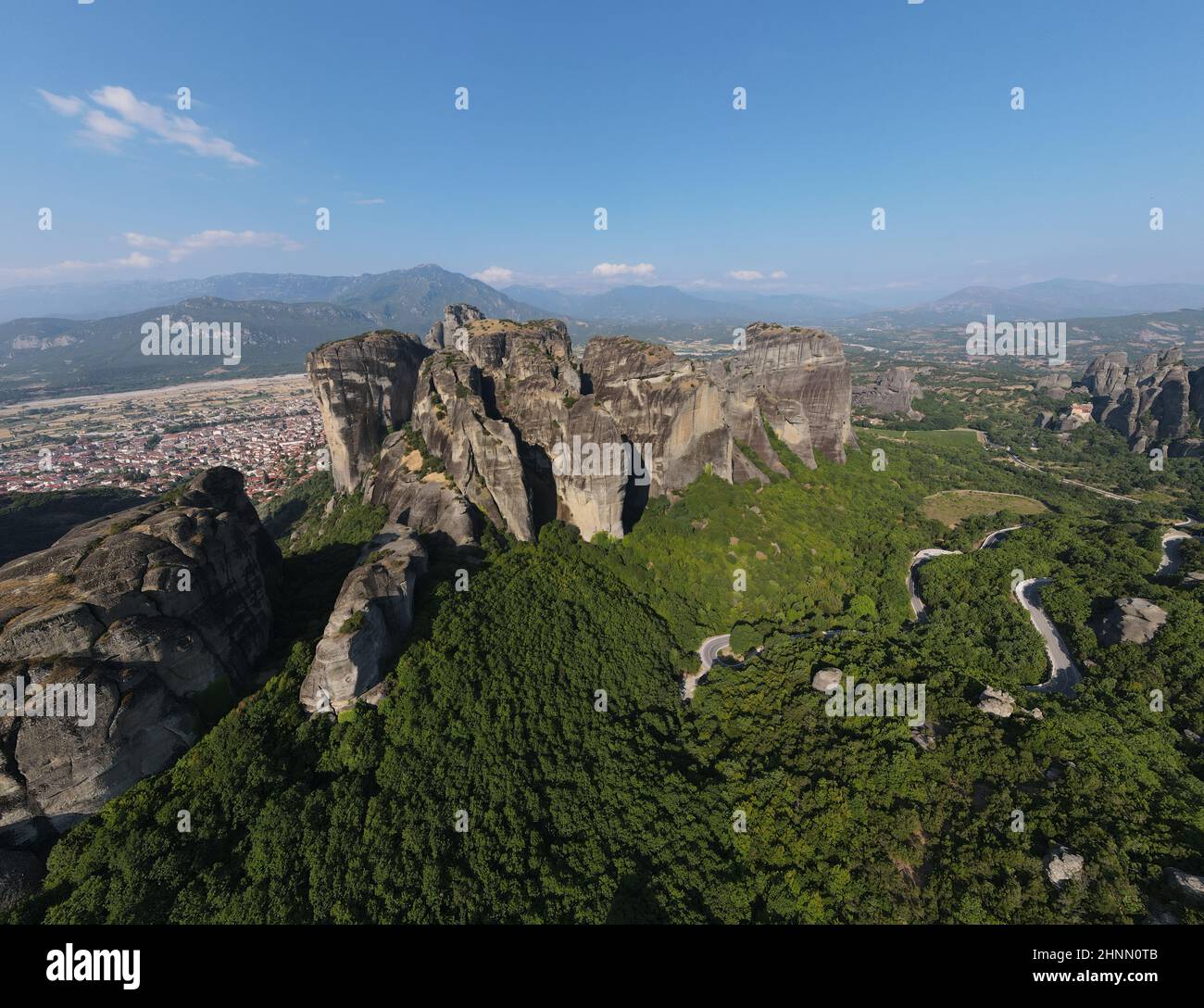 Aerial drone panoramic view of deep gorge and rocky ridge leading to ...